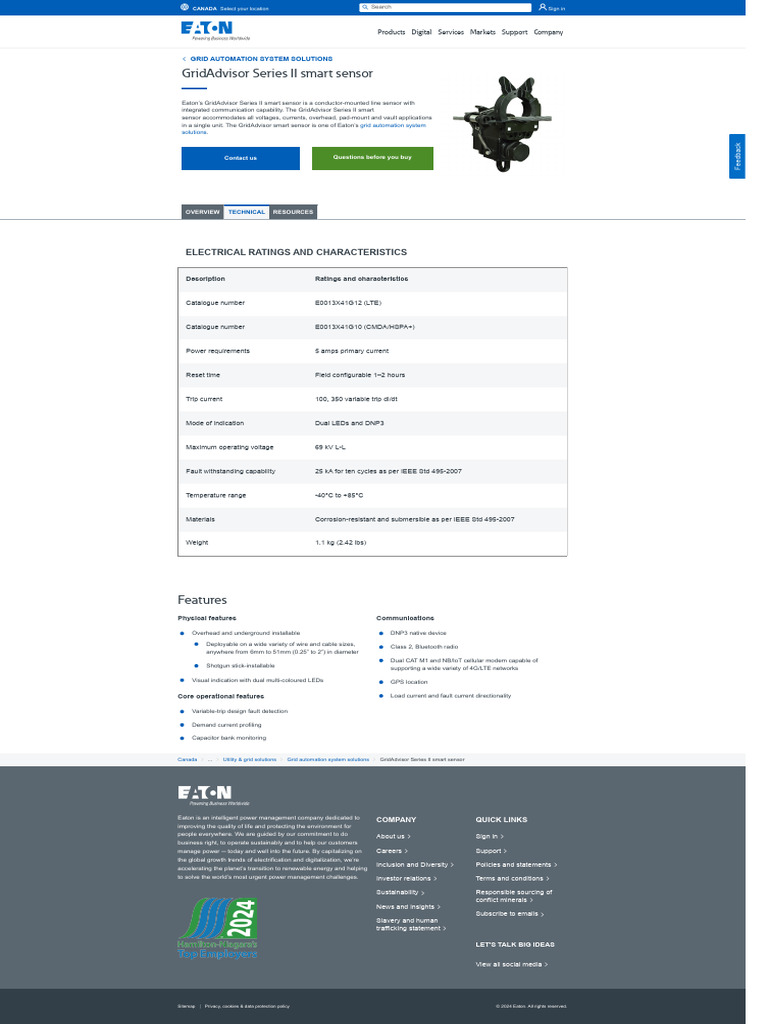 GridAdvisor Series II Smart Sensor Overview - Eaton | PDF | Electrical Grid | Automation