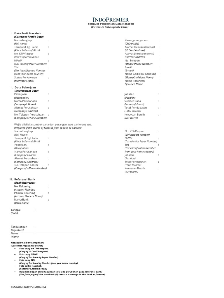 Customer Data Update Form Template | PDF | Identity Document | Access Control