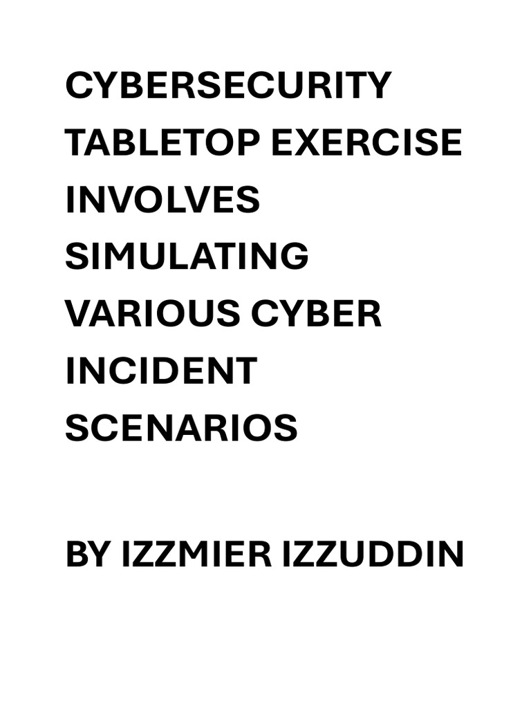 Cybersecurity Tabletop Exercise Scenarios | PDF | Security | Computer ...