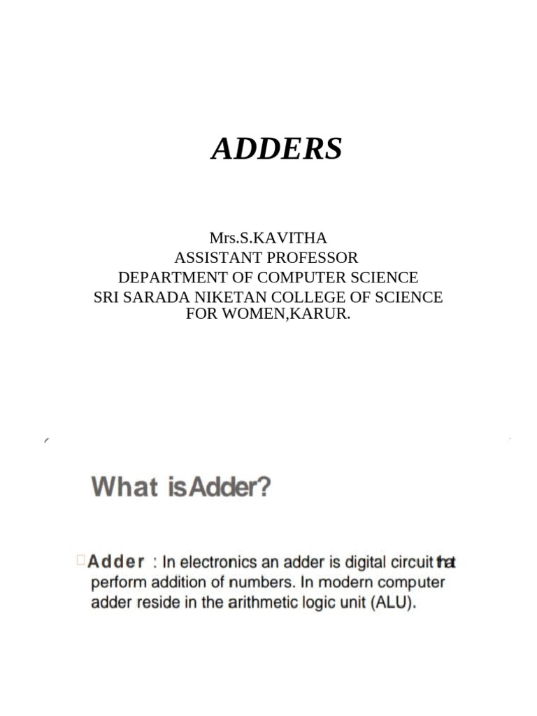Adders | PDF | Technology & Engineering