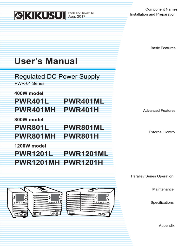 PWR401L Kikusui Specification Datasheet PWR-01 | PDF | Power Supply ...