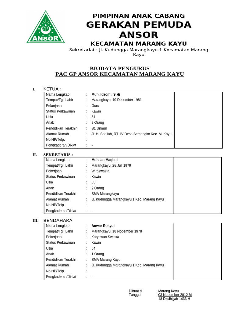 Kecamatan Marang Kayu | PDF