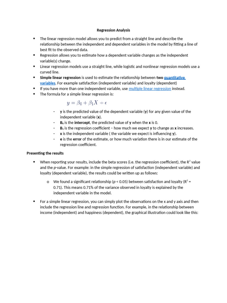 Handout On Regression 1 Pdf Linear Regression Dependent And Independent Variables