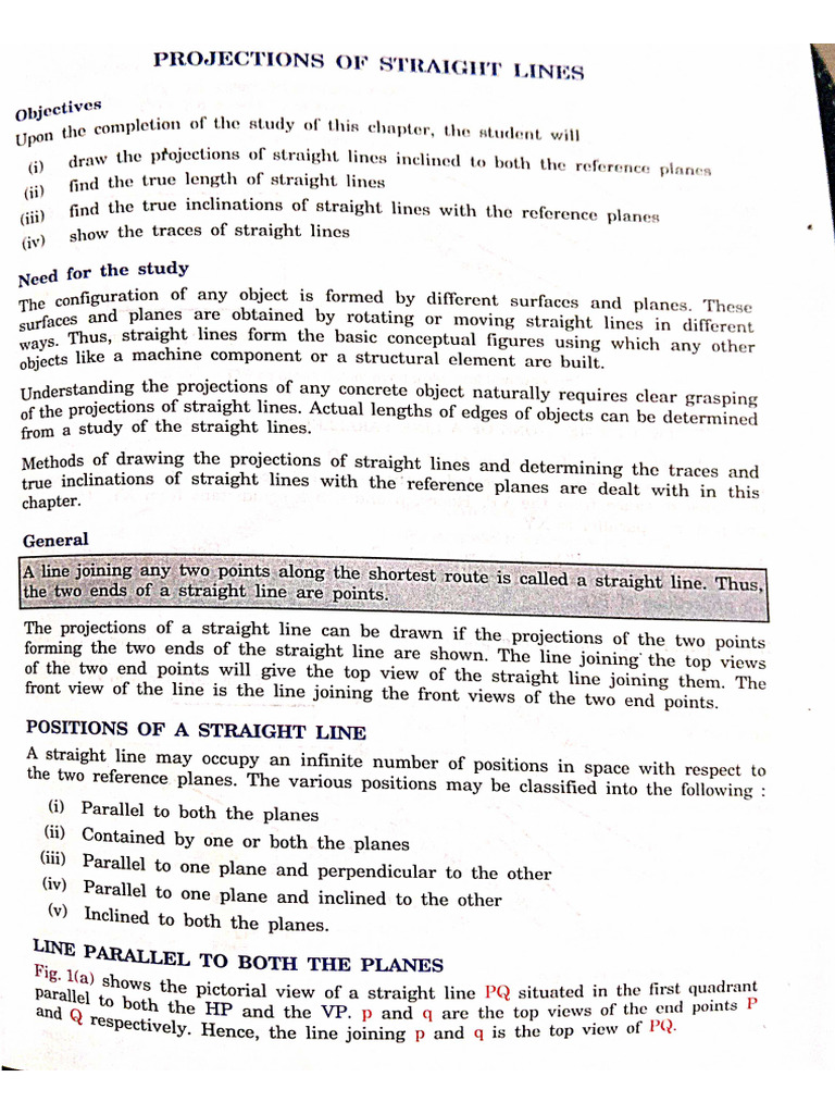 Unit 2 Projections of Straight Lines | PDF