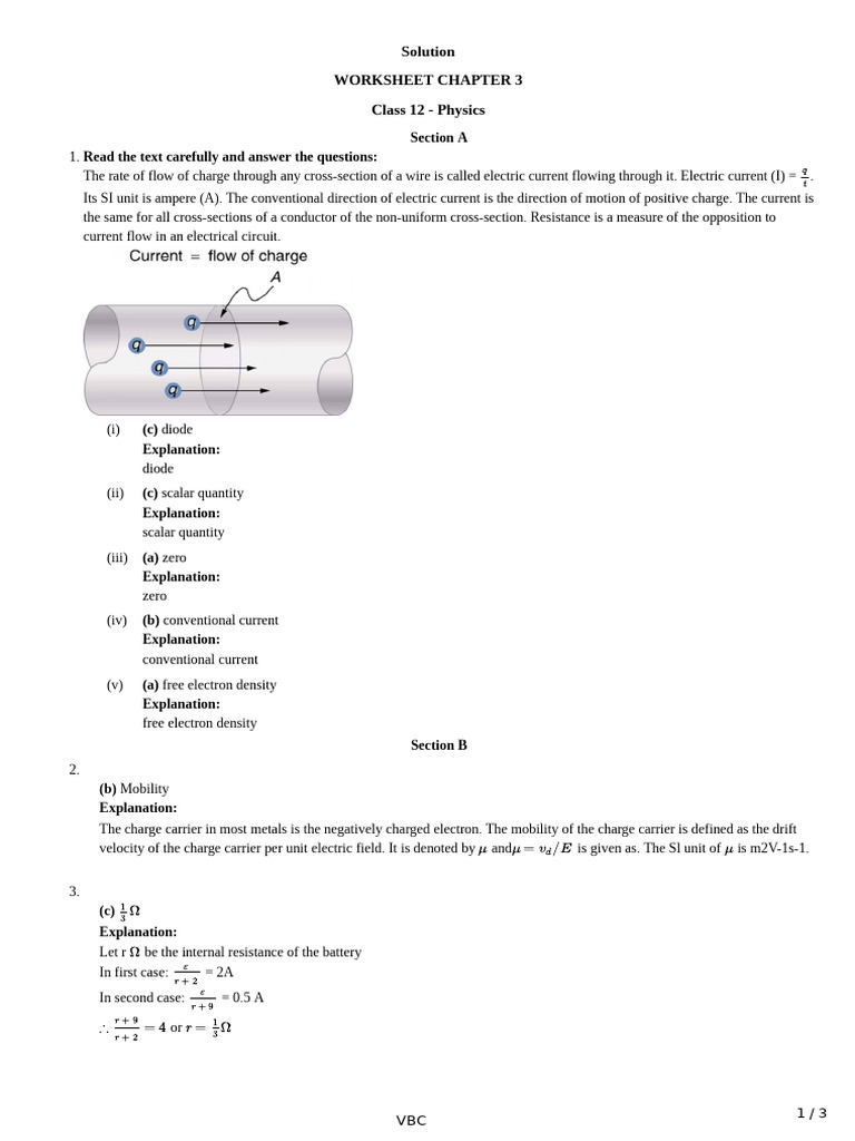 Current Ws Soln | PDF | Electric Current | Electrical Resistance And ...