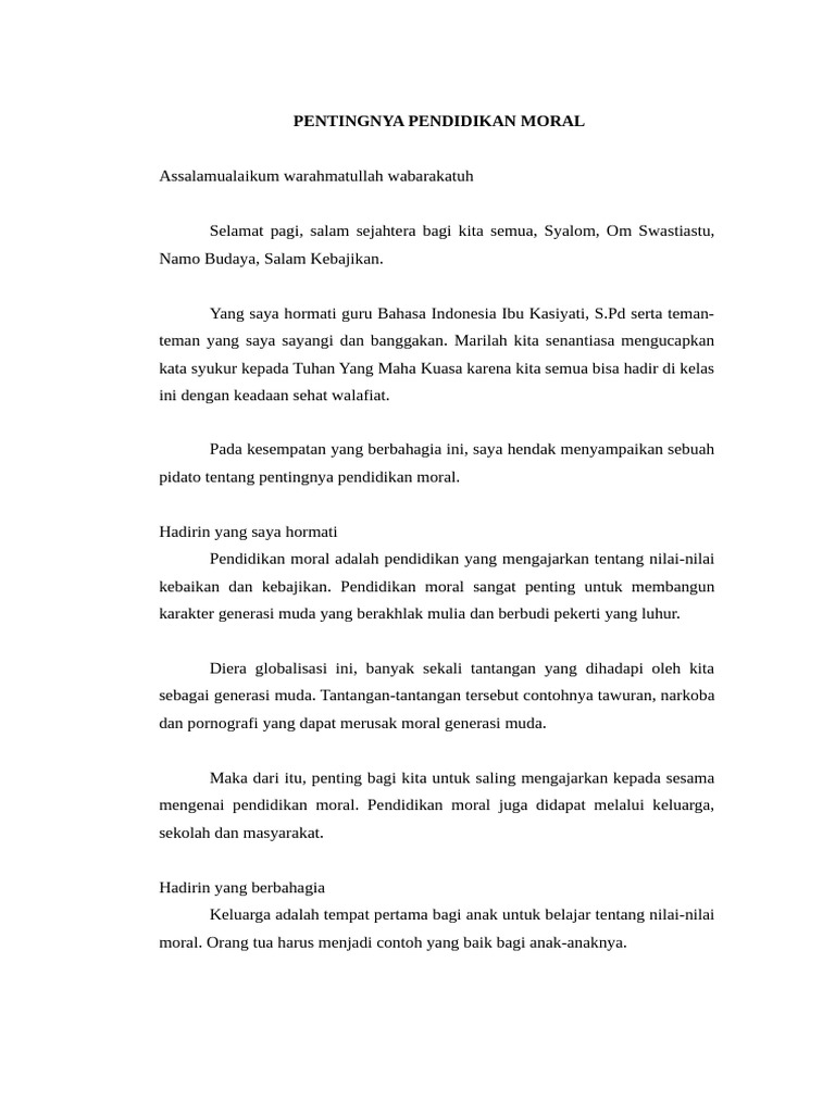 Pentingnya Pendidikan Moral | PDF