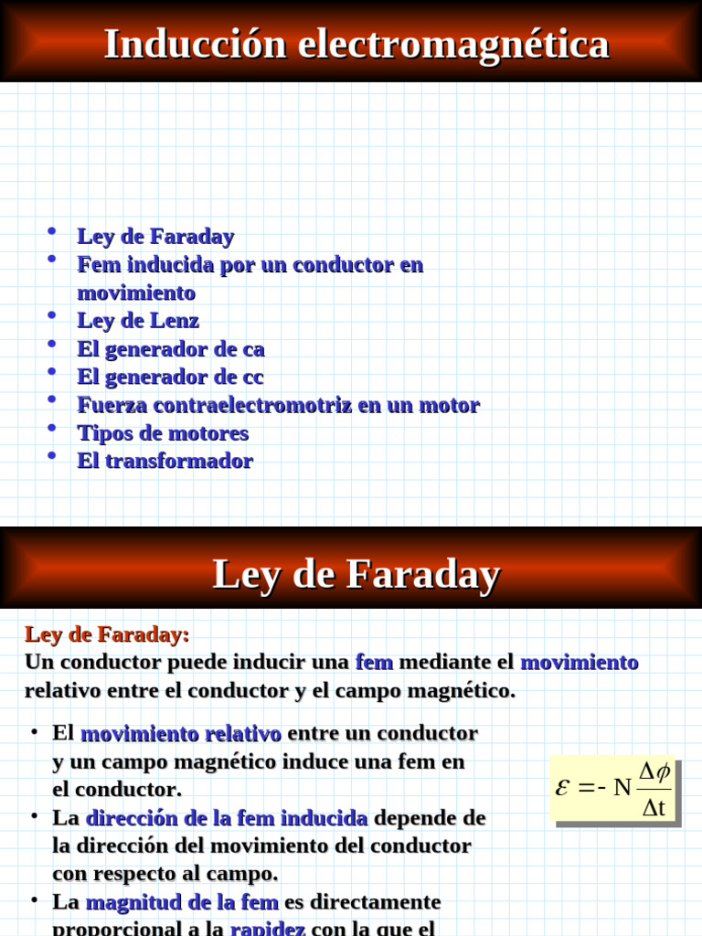 Ley de Faraday | PDF | Inductor | Generador eléctrico