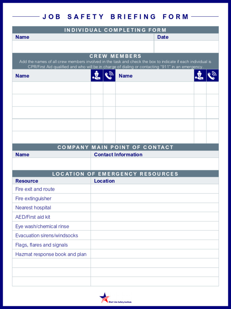 Job Safety Briefing Form | PDF