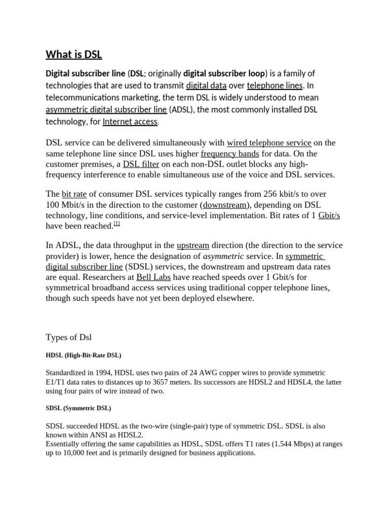 What is DSL | PDF | Digital Subscriber Line | Digital Technology