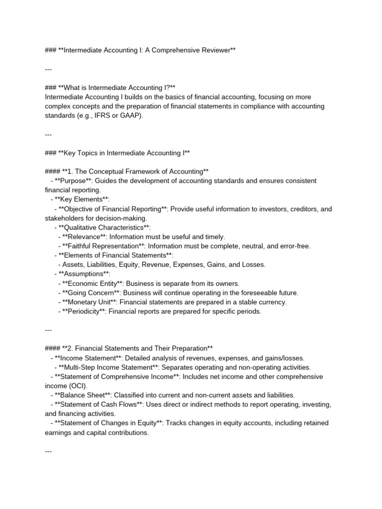 Intermediate Accounting 1 - Introduction | PDF | Financial Statement ...