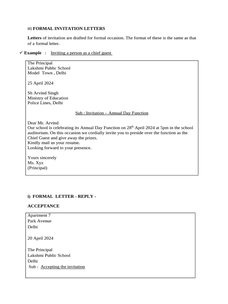 Formal Invitation - Letter & Reply | PDF