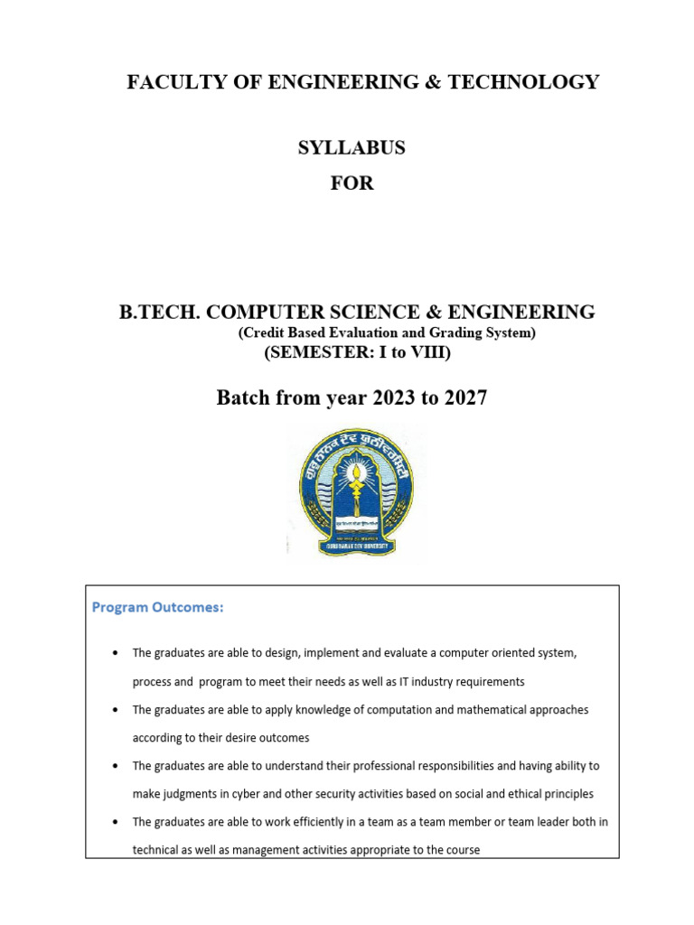 B.tech CSE Syllabus | PDF | Force | Waves