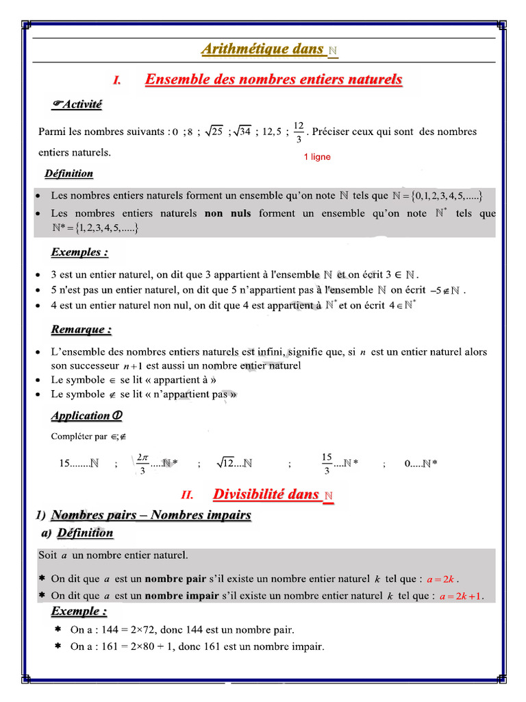 Arithmetique Dans N | PDF