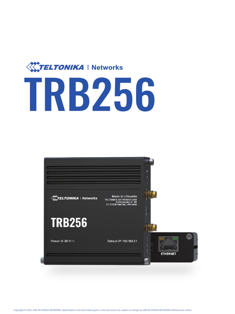 trb256 Datasheet 2024 v19 | PDF | Computer Network | Virtual Private Network