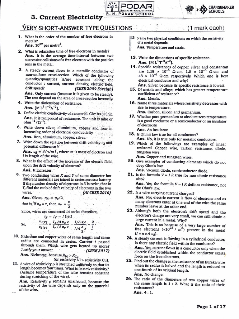 Physics Exam Prep: Electricity Basics | PDF | Electrical Resistance And Conductance | Electrical ...