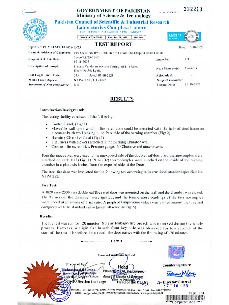 PCSIR Certificate 120 M | PDF