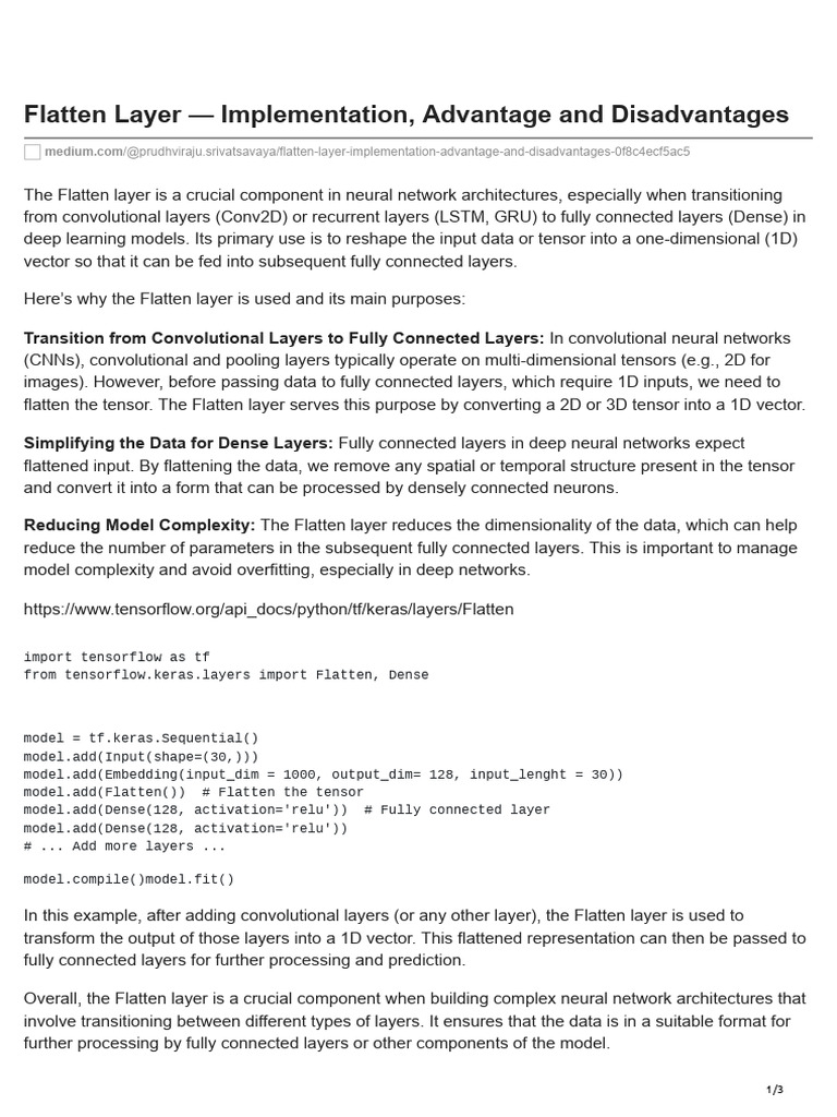 Flatten Layer and Pooling Technique | PDF | Artificial Neural Network | Deep Learning