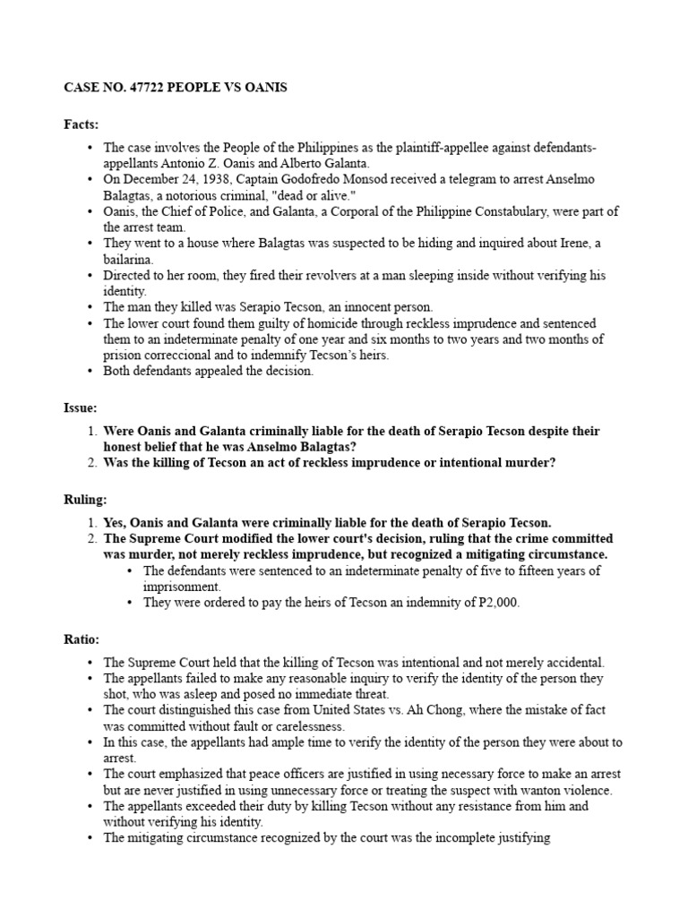 People VS Oanis Sep 7 2024 | PDF | Misconduct | Political Law