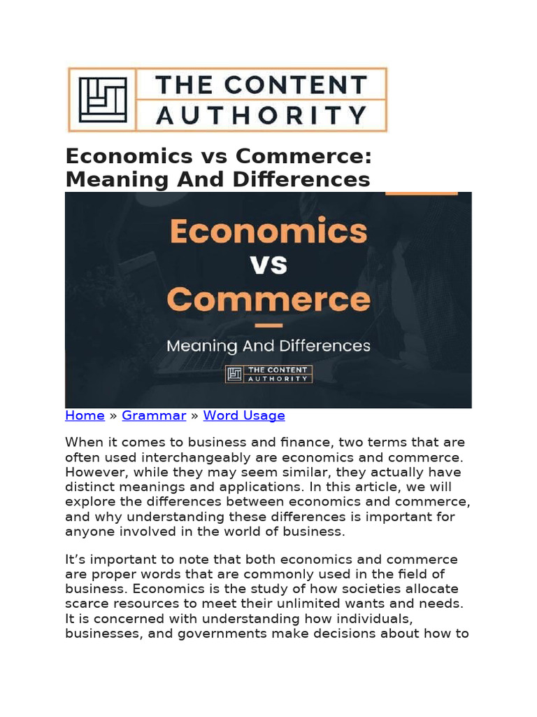 Economics vs Commerce | PDF | Economics | Commerce