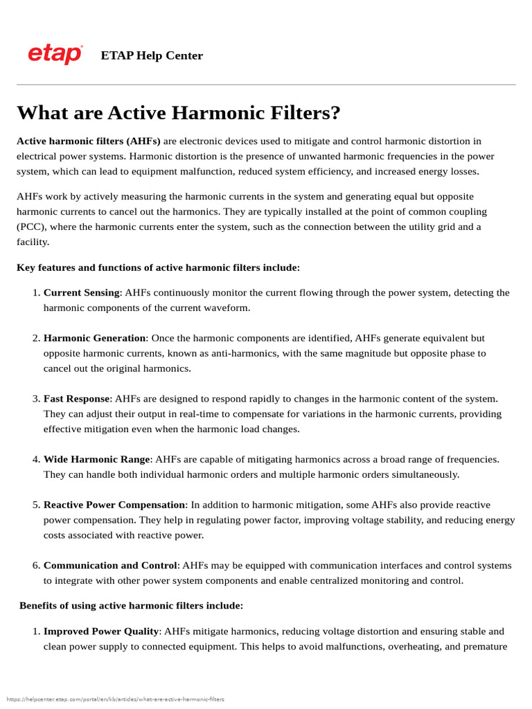 What Are Active Harmonic Filters | PDF | Electrical Engineering ...