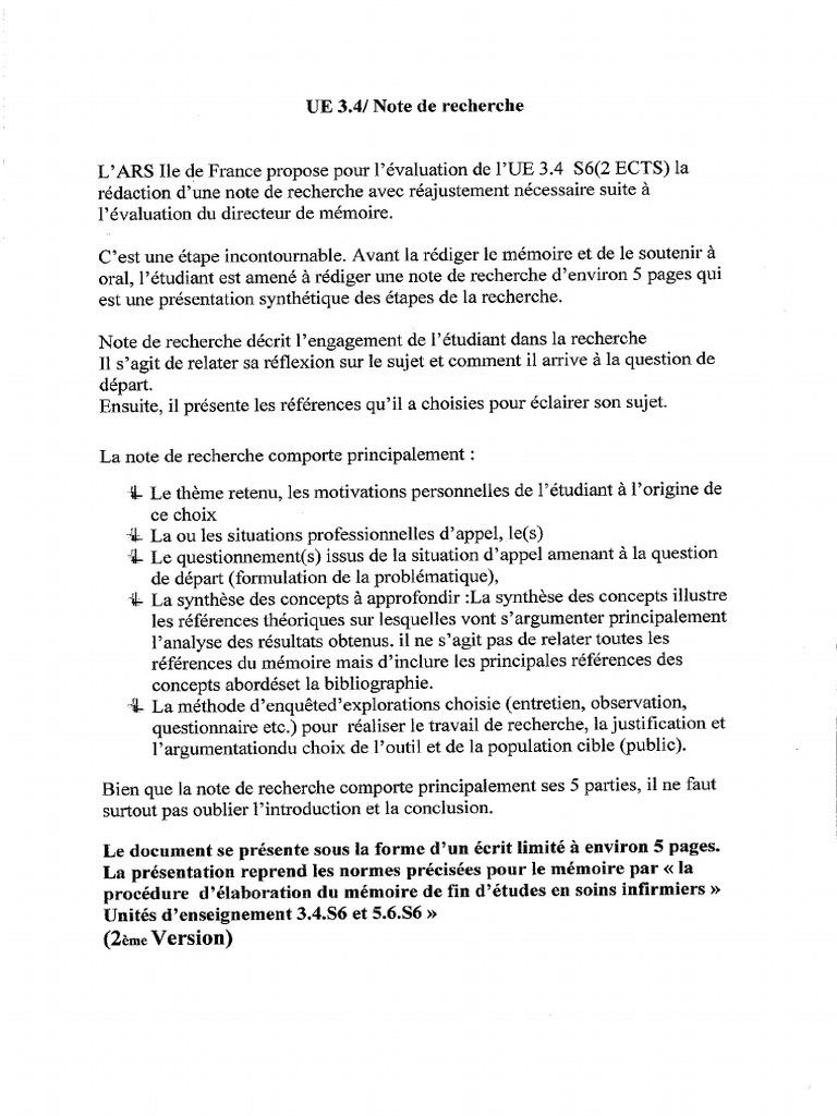 La Fiche Note de Recherche | PDF