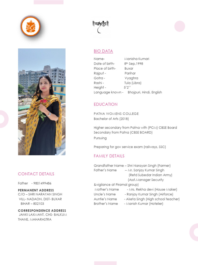Manisha Kurami Bio Data | PDF