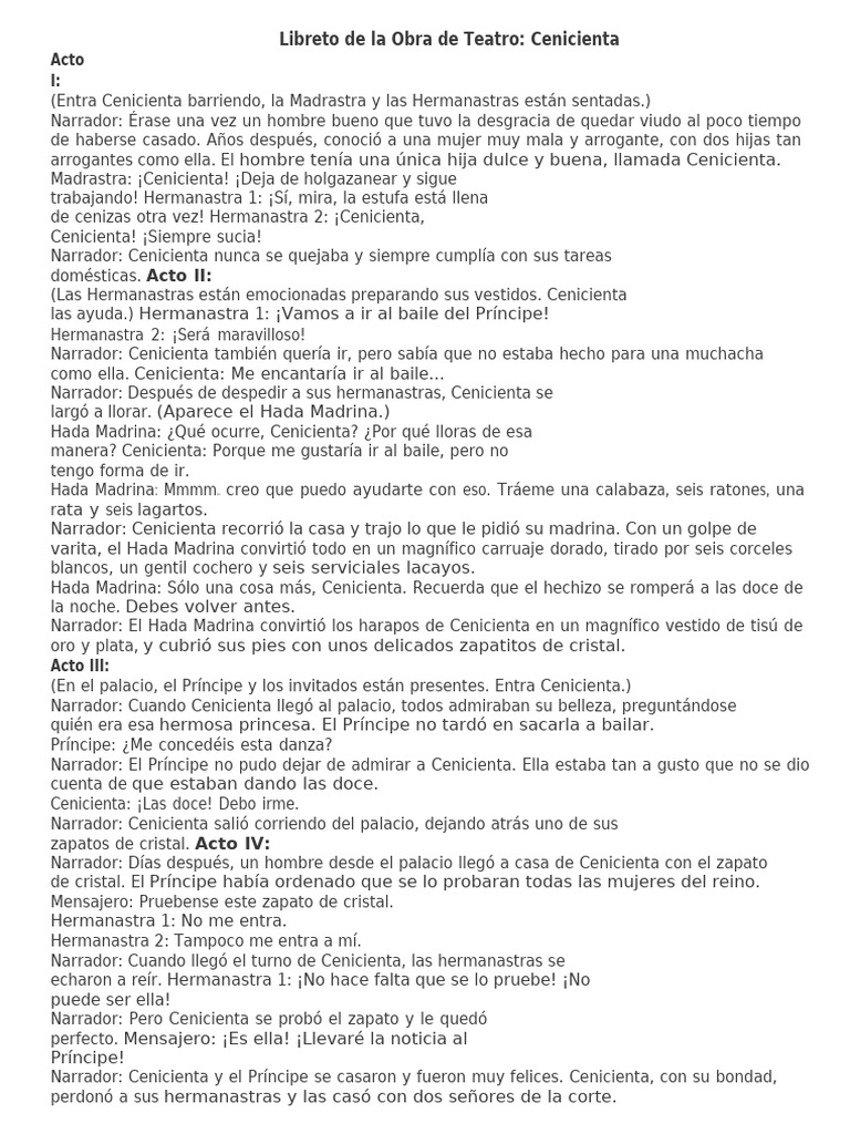 "Cenicienta: Obra de Teatro Completa" | PDF