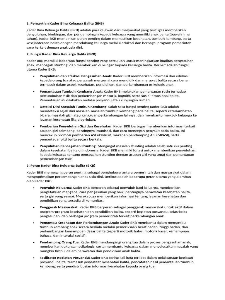 Materi Pembinaan Kepada BKB | PDF
