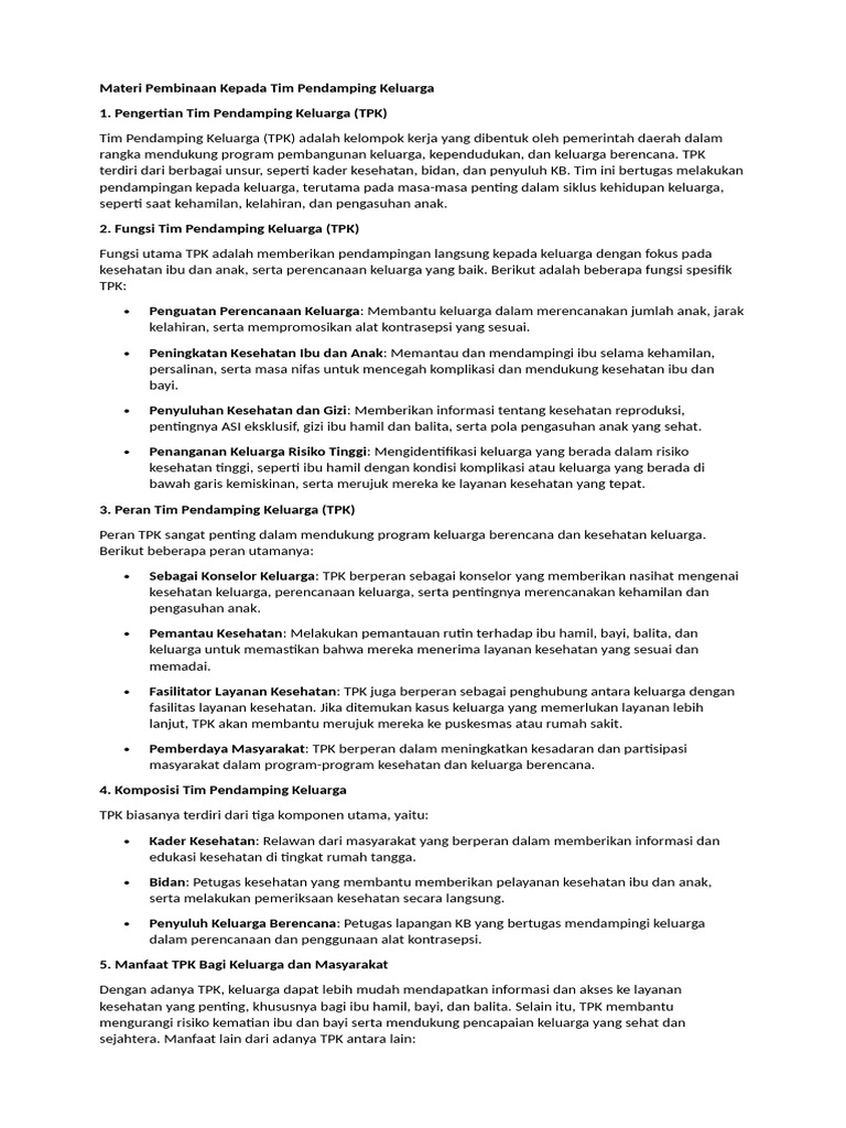 Materi Pembinaan Kepada Tim Pendamping Keluarga | PDF