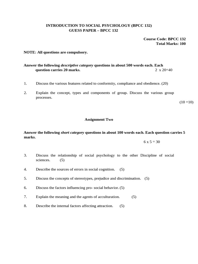 BPCC-132-EM-2021-22-CP (1) - For Merge | PDF | Conformity | Sociology