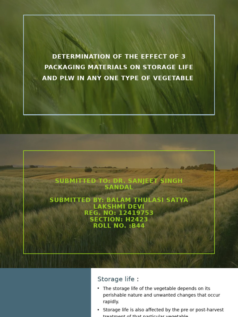 Determination of The Effect of 3 Packaging Materials | PDF