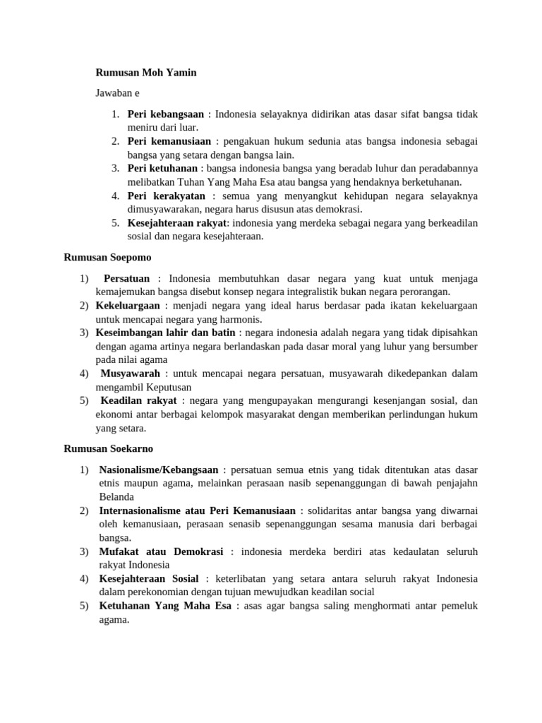 Rumusan Moh Yamin | PDF