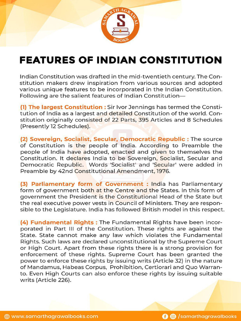 Features of Indian Constitution | PDF