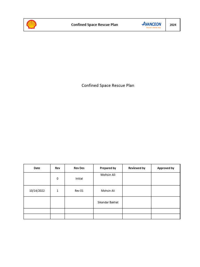 Confined Space Rescue Plan | PDF | First Aid | Emergency