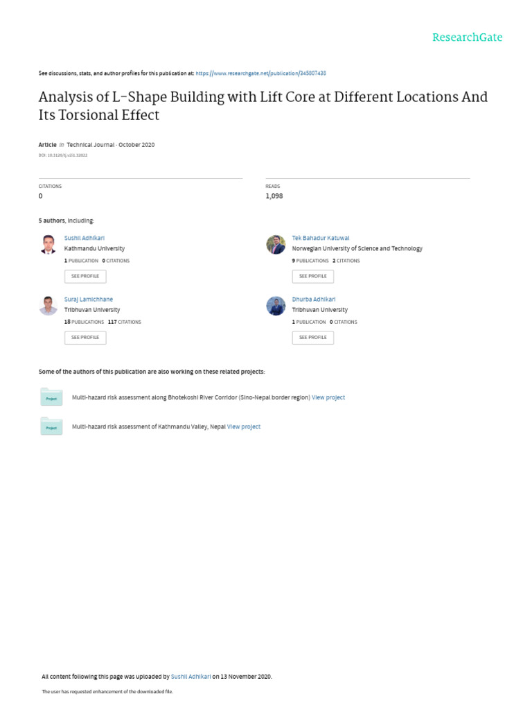 Analysis of L-Shape Building With Lift Core at Different Locations and ...