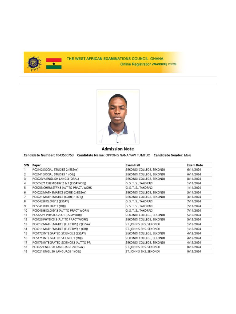 WAEC Ghana Registration | PDF | Technology & Engineering | Science ...