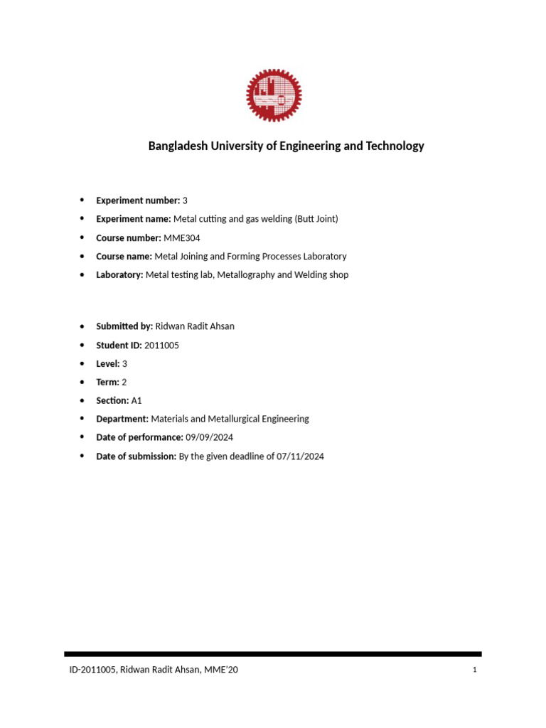 Exp3 Gas Cutting and Welding | PDF | Welding | Construction