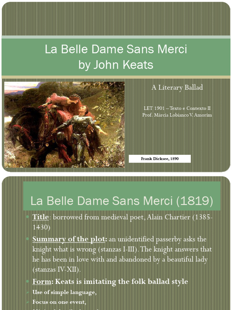 Analysis of La Belle Dame Sans Merci | PDF