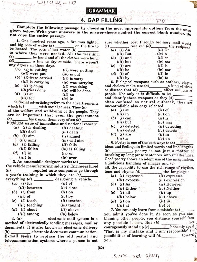 Gap Filling-Grade 9 | PDF