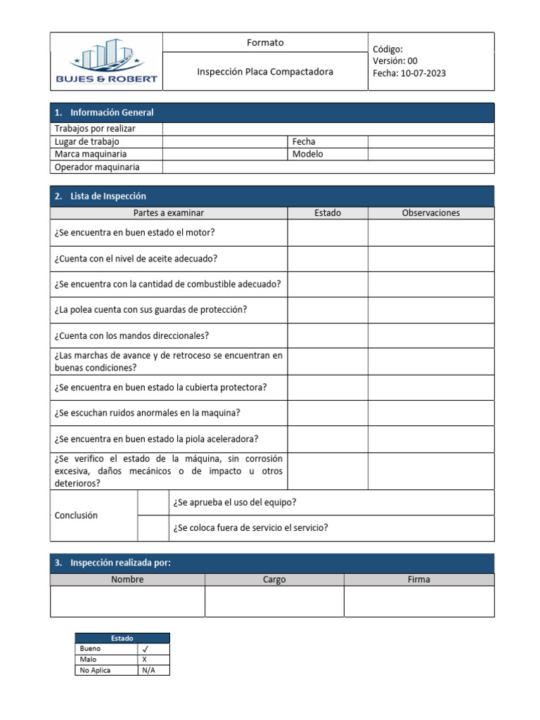 Check List - Placa Compactadora | PDF | Tecnología e ingeniería