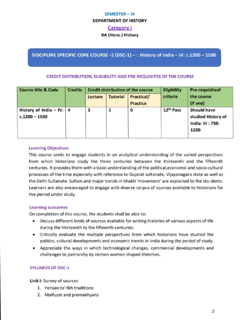 4th Semester Syllabus | PDF