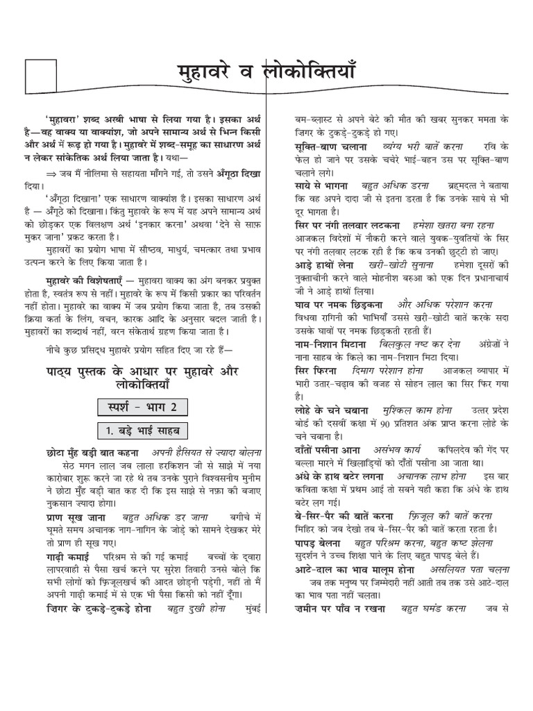 Grammar Muhavare Chapter Wise Pages 13 16 | PDF