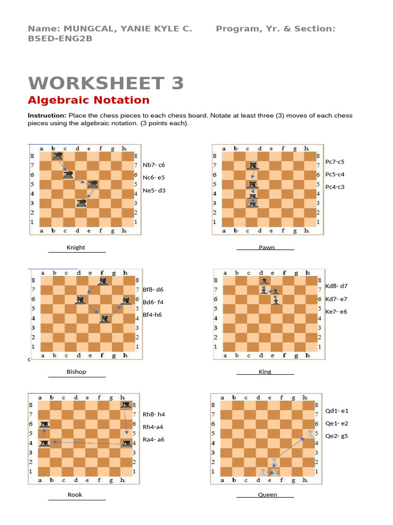 Worksheet 3 - Algebraic Notation | PDF