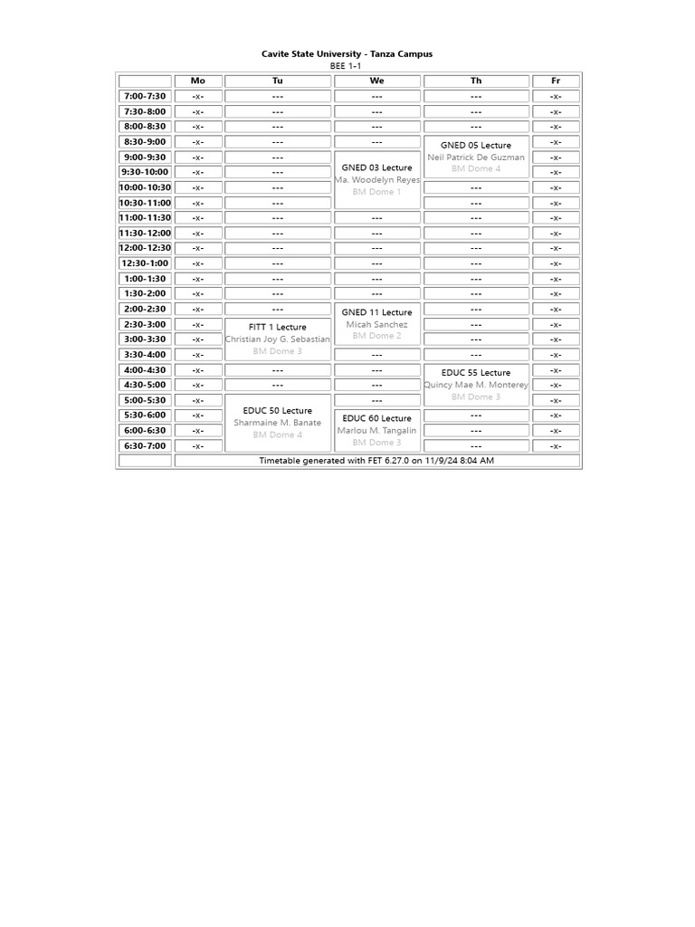 Students Schedule FINAL | PDF