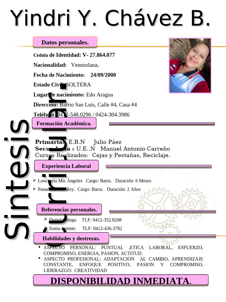 Currículum Vitae de Yindri Y. Chávez B. | PDF