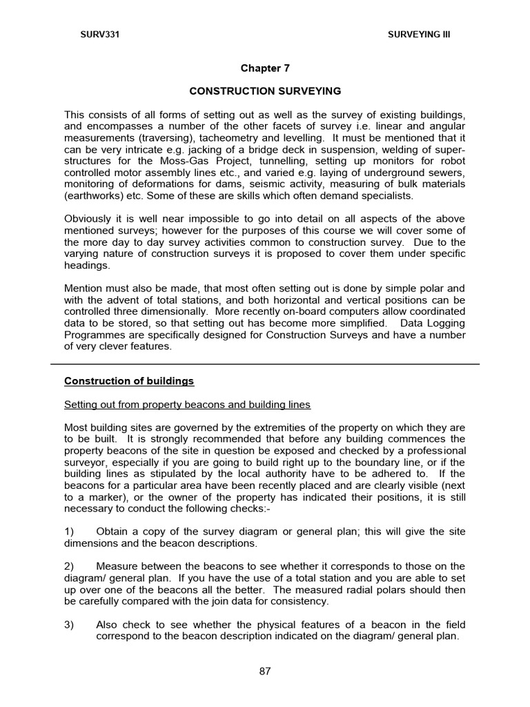 Ch7 Construction | PDF | Surveying | Deep Foundation