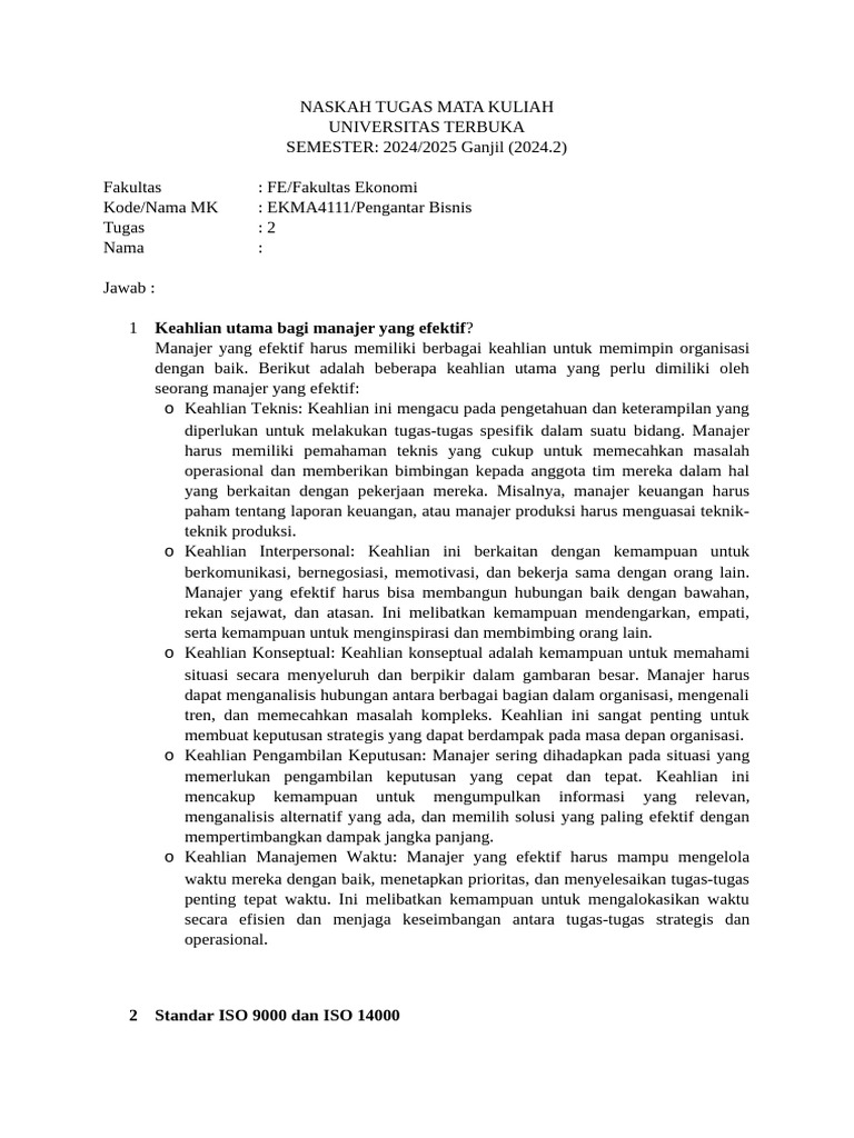 NASKAH TUGAS MATA KULIAH Pengantar Bisnis | PDF | Bisnis