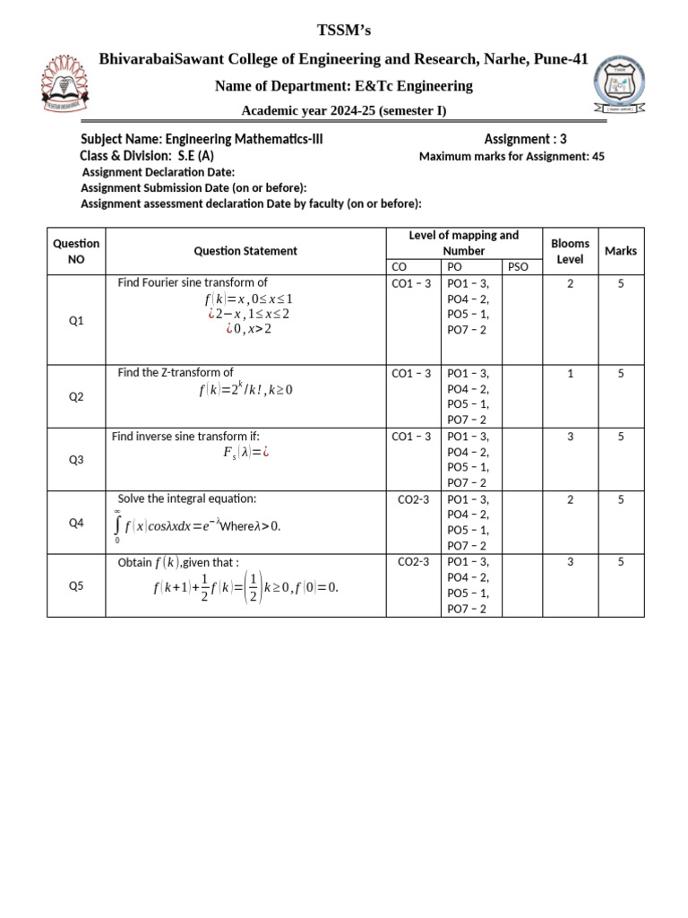 FT Assignment 2 | PDF | Mathematical Physics | Applied Mathematics