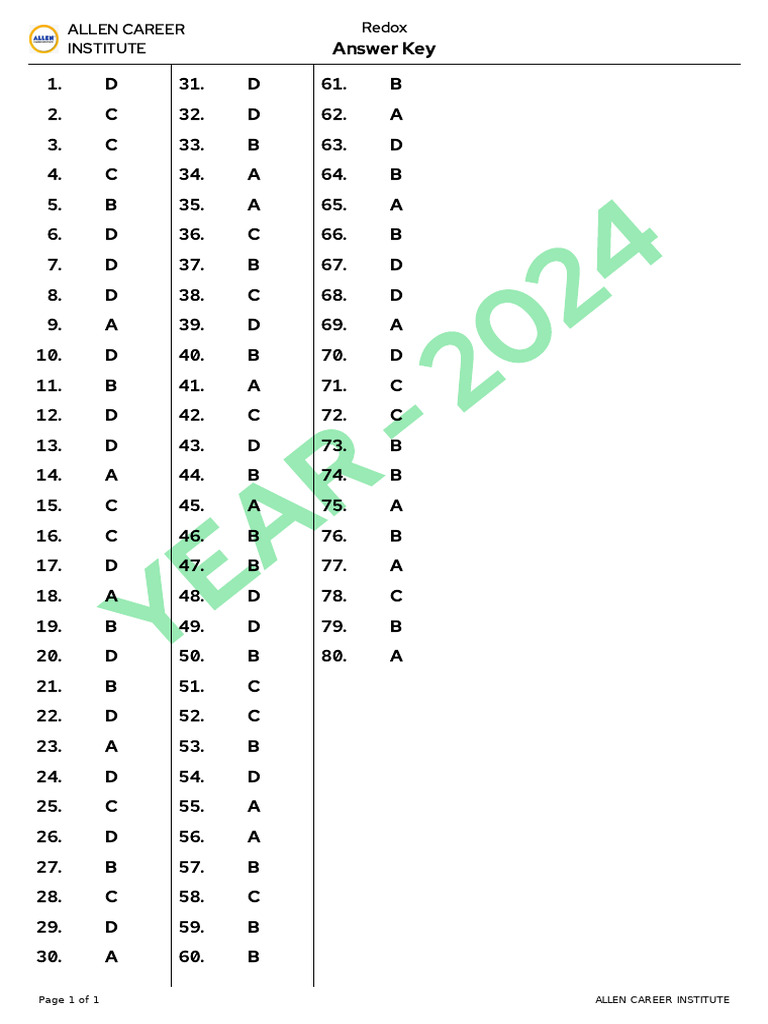 66d53ca19a0f570713b5e67f Redox Answerkey | PDF