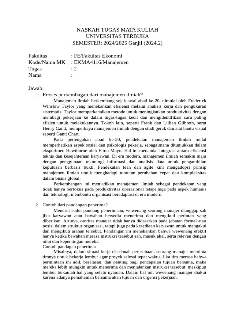 NASKAH TUGAS MATA KULIAH Manajemenn | PDF | Karier & Perkembangan | Sains & Matematika